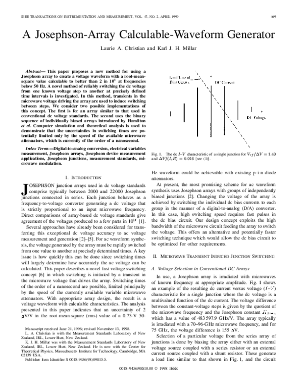 (PDF) A Josephson-array calculable-waveform generator