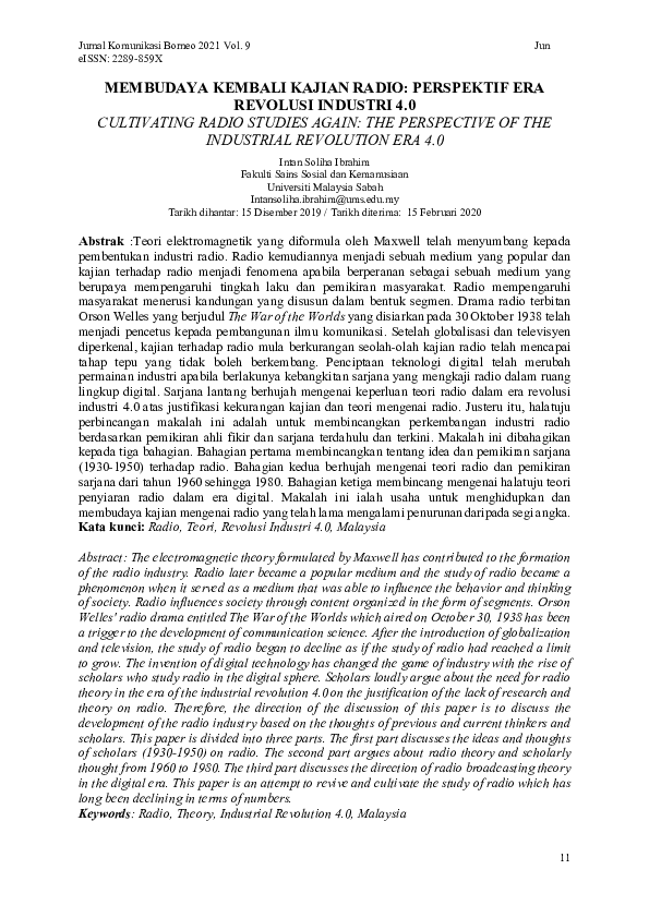 (PDF) Membudaya Kembali Kajian Radio: Perspektif Era Revolusi Industri 4.0