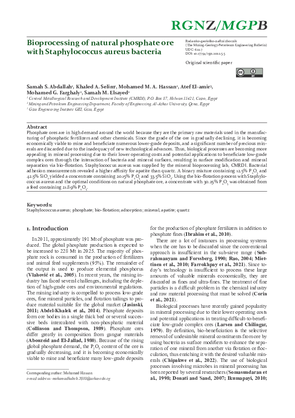 (PDF) Bioprocessing of Natural Phosphate Ore with Staphylococcus Aureus ...