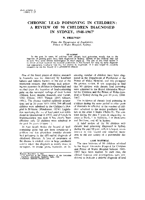 (PDF) Chronic Lead Poisoning in Children: A Review of 90 Children ...