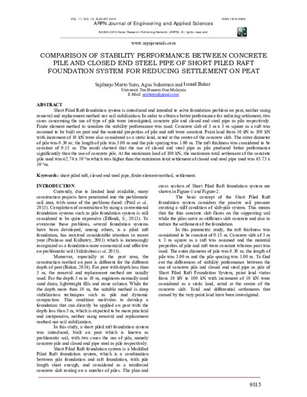 (PDF) Comparison of Stability Performance between Concrete Pile and ... (PDF) Comparison of Stability Performance between Concrete Pile and ...