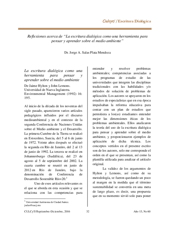 (PDF) Reflexiones acerca de “La escritura dialógica como una ...