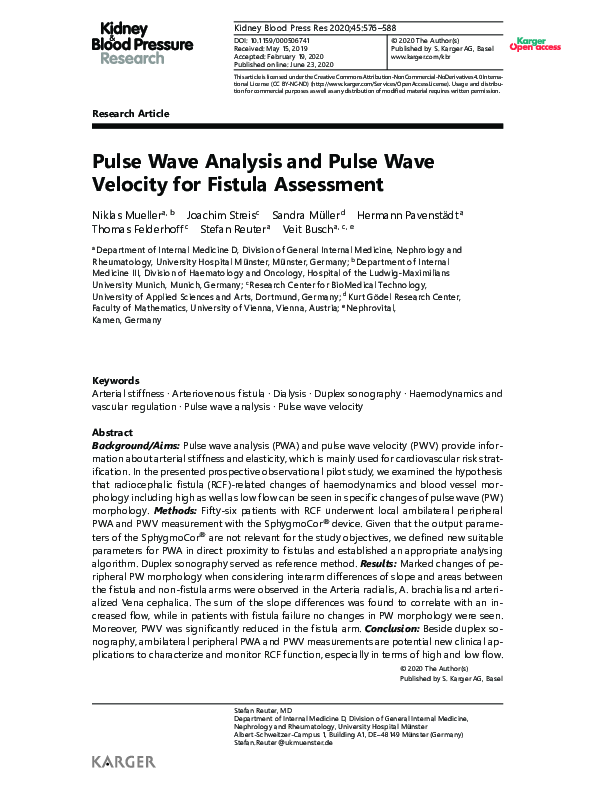 (PDF) Pulse Wave Analysis and Pulse Wave Velocity for Fistula Assessment