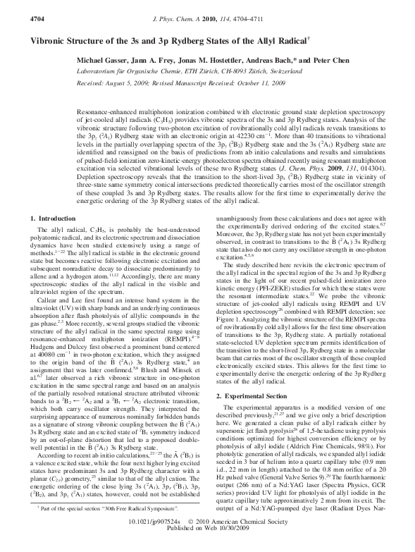 (PDF) Vibronic Structure of the 3s and 3p Rydberg States of the Allyl ...