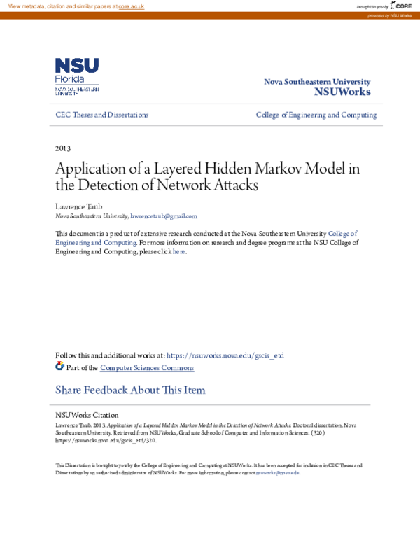 (PDF) Application of a Layered Hidden Markov Model in the Detection of ...