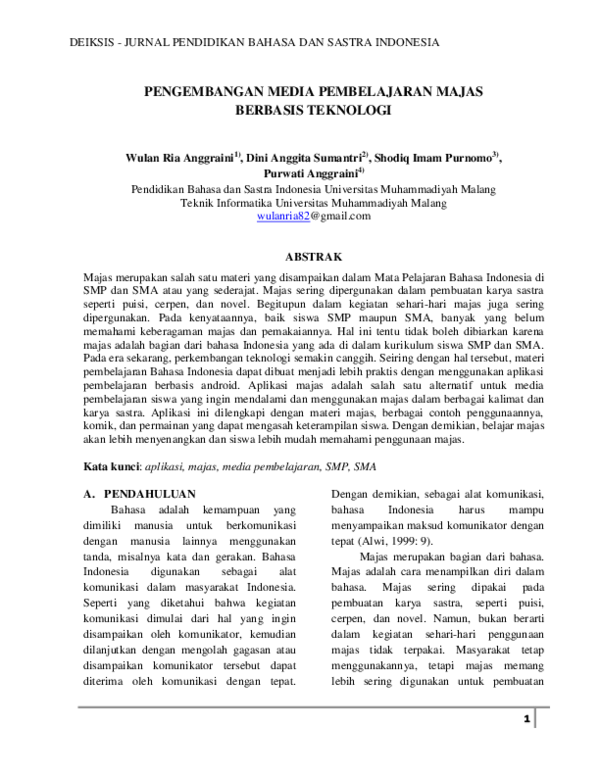 (PDF) Pengembangan Media Pembelajaran Majas Berbasis Teknologi