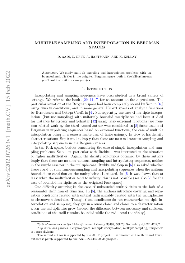 Pdf Sampling And Interpolation In Bergman Spaces