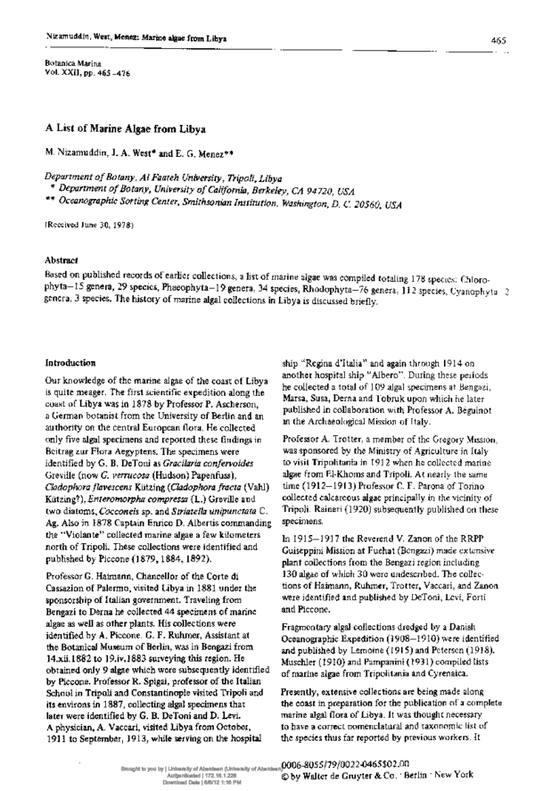 (PDF) A List of Marine Algae from Libya