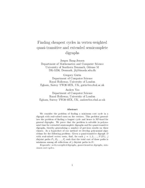 (PDF) Finding cheapest cycles in vertex-weighted quasi-transitive and ...