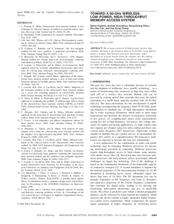 Pdf Toward A 60 Ghz Wireless Low Power High Throughput Memory Access System Prof Arshad