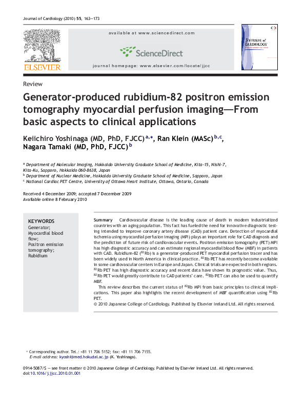 (PDF) Generator-produced rubidium-82 positron emission tomography myocardial perfusion imaging ...