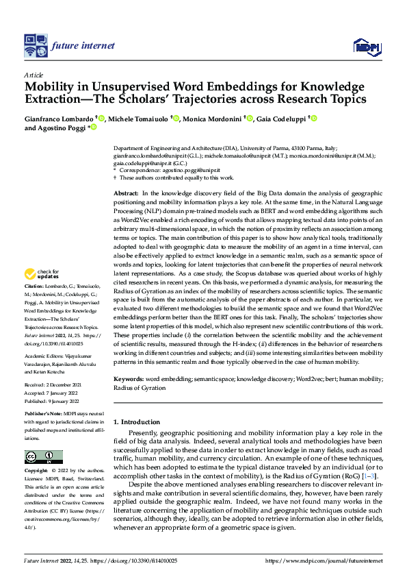 (PDF) Mobility in Unsupervised Word Embeddings for Knowledge Extraction—The Scholars ...