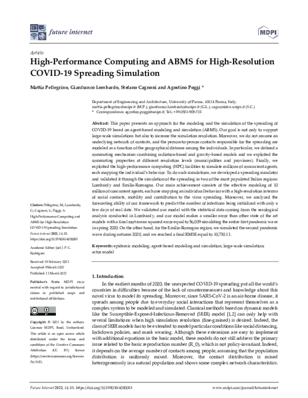 (PDF) High-Performance Computing and ABMS for High-Resolution COVID-19 Spreading Simulation