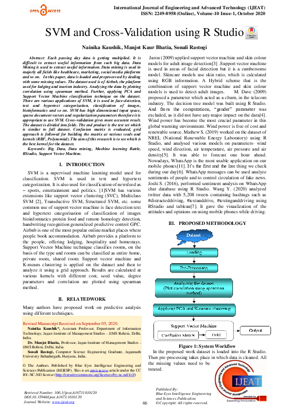 (PDF) SVM and Cross-validation using R Studio (PDF) SVM and Cross-validation using R Studio