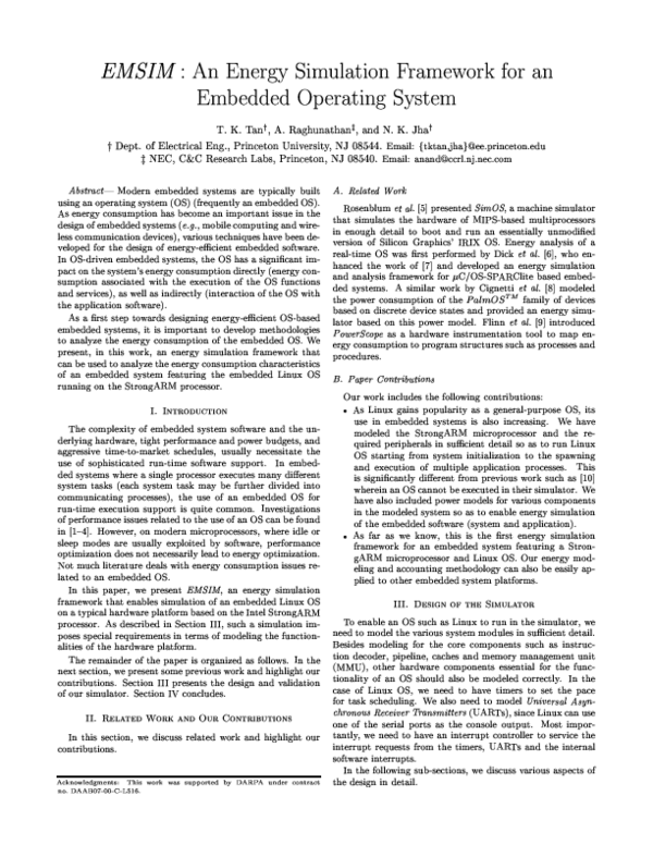 (PDF) EMSIM: an energy simulation framework for an embedded operating ...