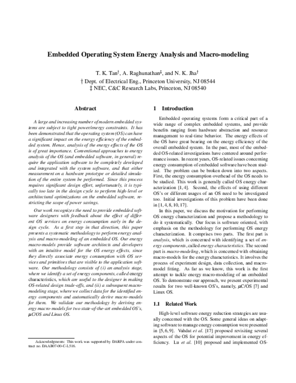 (PDF) Embedded operating system energy analysis and macro-modeling