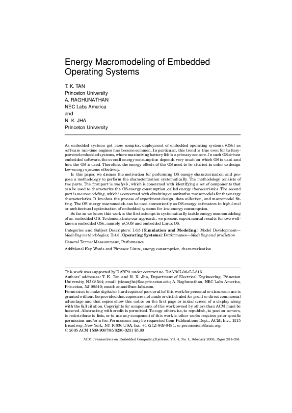 (PDF) Energy macromodeling of embedded operating systems