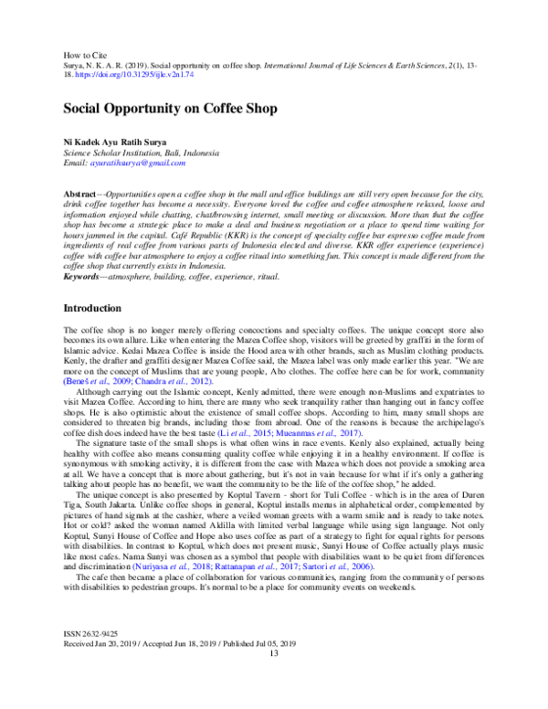 (PDF) Social opportunity on coffee shop