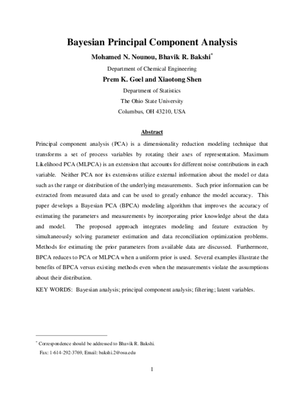 (PDF) Bayesian principal component analysis (PDF) Bayesian principal component analysis