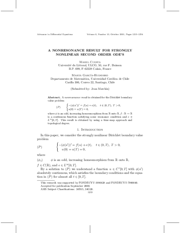 (PDF) A nonresonance result for strongly nonlinear second order {ODE}'s
