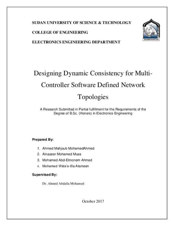 (PDF) Designing Dynamic Consistency for Multi-Controller Software Defined Network Topologies