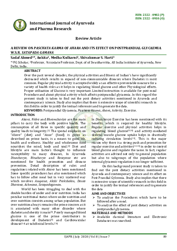 (PDF) A Review on Paschata Karma of Ahara and Its Effect on ...