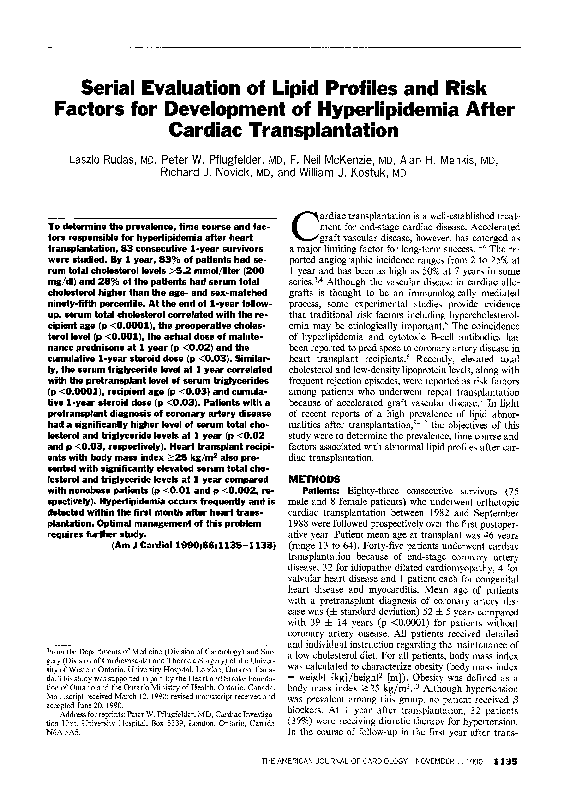 Serial evaluation of lipid profiles and risk factors for development of hyperlipidemia after ...