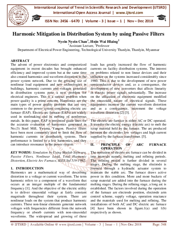 (PDF) Harmonic Mitigation in Distribution System by using Passive Filters