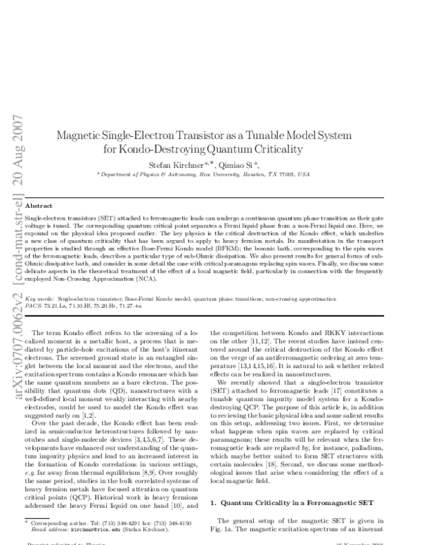 (PDF) Magnetic single-electron transistor as a tunable model system for ...