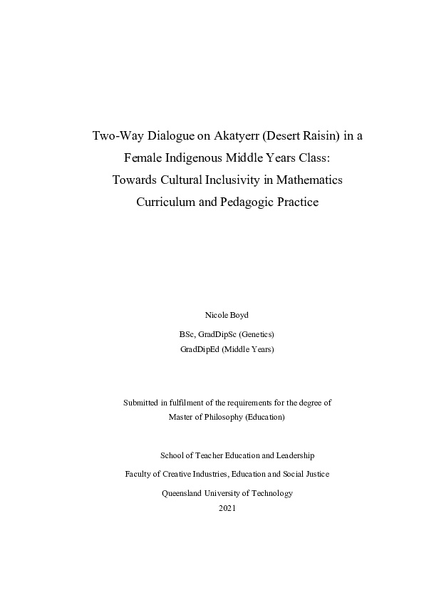(PDF) Two-way dialogue on Akatyerr (desert raisin) in a female Indigenous middle years class ...