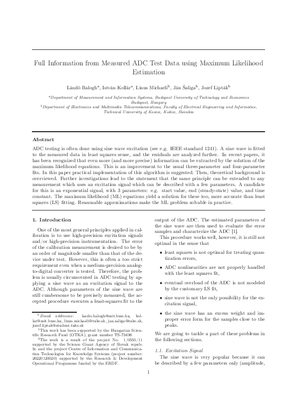 (PDF) Full information from measured ADC test data using maximum ...