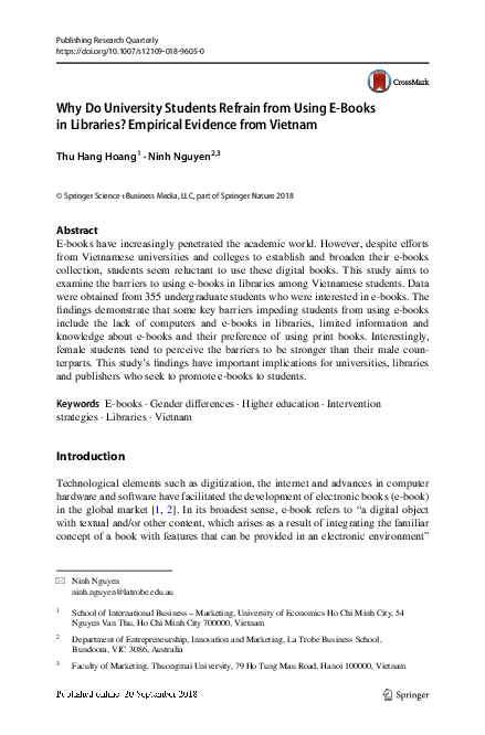 (PDF) Why Do University Students Refrain from Using E-Books in ...