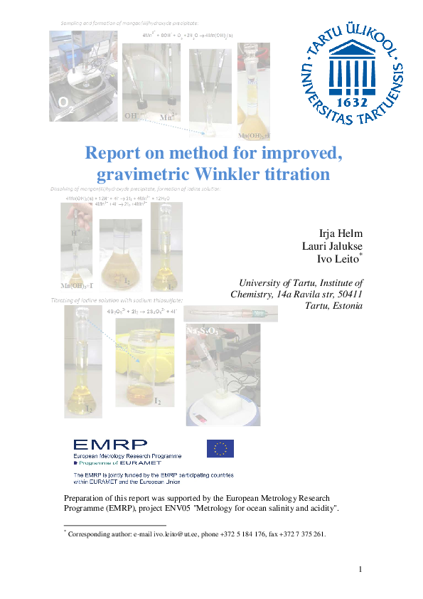 (PDF) Report on method for improved, gravimetric Winkler titration