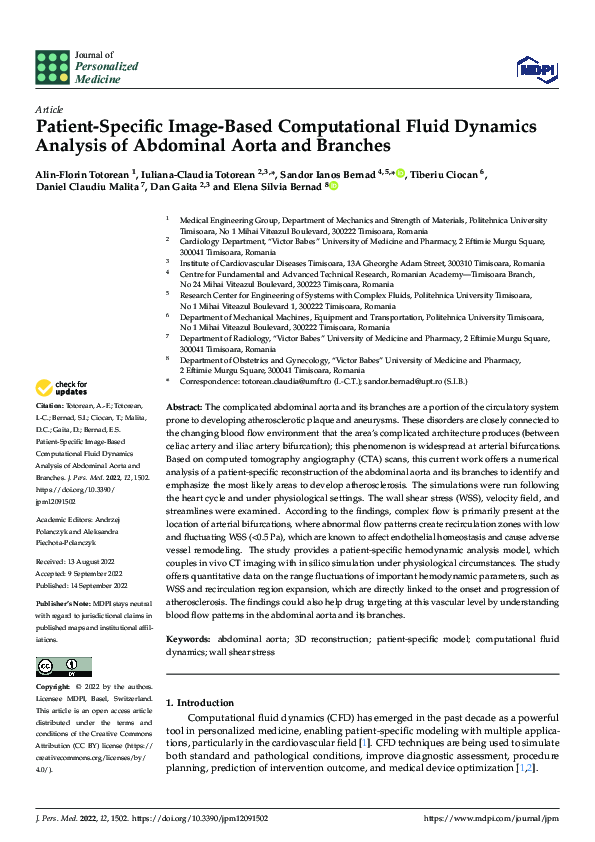 (PDF) Patient-Specific Image-Based Computational Fluid Dynamics Analysis of Abdominal Aorta and ...