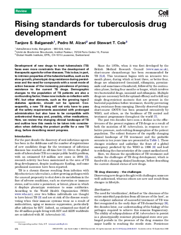 (PDF) Rising standards for tuberculosis drug development
