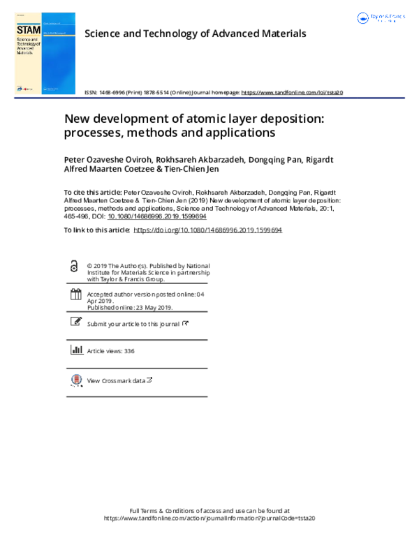 (PDF) New development of atomic layer deposition: processes, methods and applications