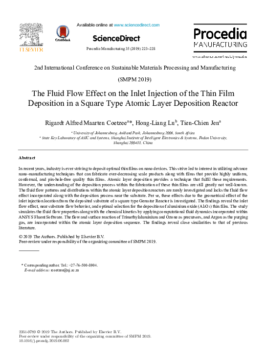 (PDF) The Fluid Flow Effect on the Inlet Injection of the Thin Film ...
