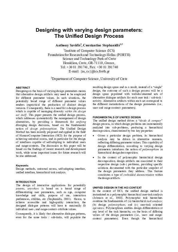 (PDF) Designing with varying design parameters: The Unified Design process