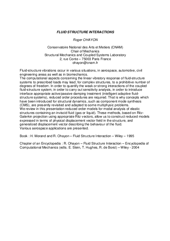 (PDF) Fluid/Structure Interactions