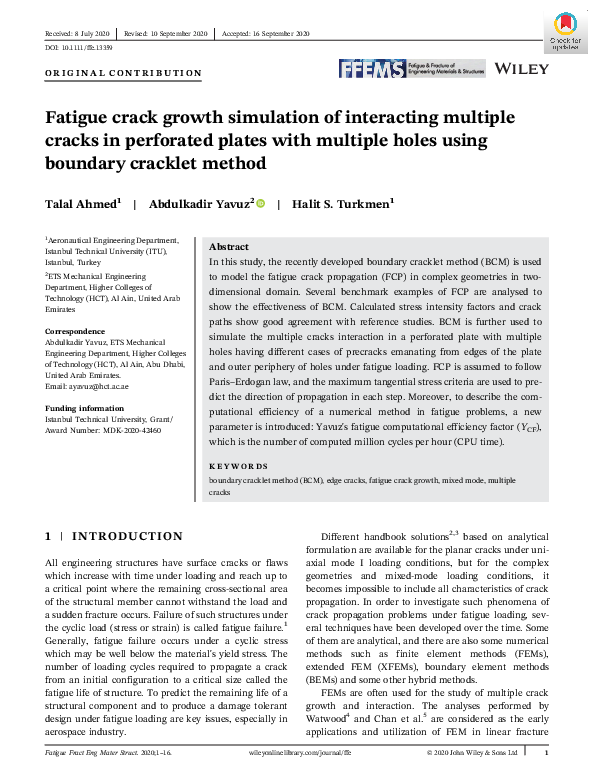 (PDF) Fatigue crack growth simulation of interacting multiple cracks in ...