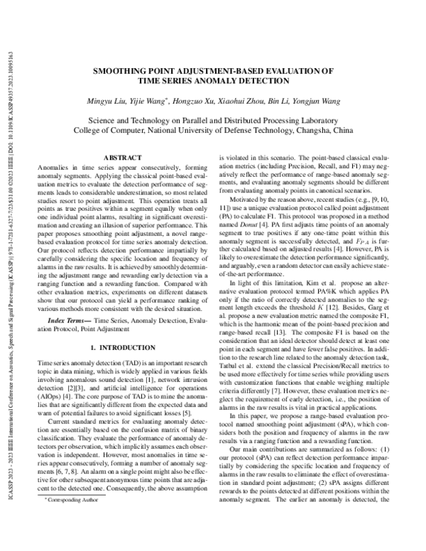 Pdf Smoothing Point Adjustment Based Evaluation Of Time Series Anomaly Detection