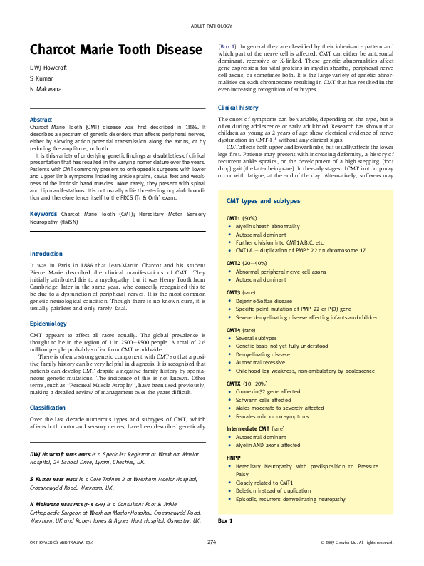 (PDF) Charcot Marie Tooth Disease