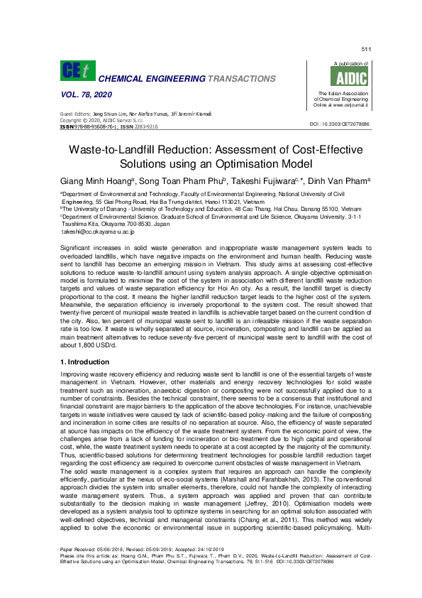 (PDF) Waste-to-Landfill Reduction: Assessment of Cost-Effective ...