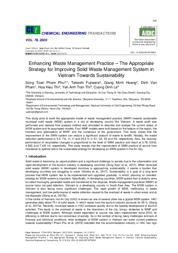 (PDF) Enhancing Waste Management Practice - The Appropriate Strategy for Improving Solid Waste ...