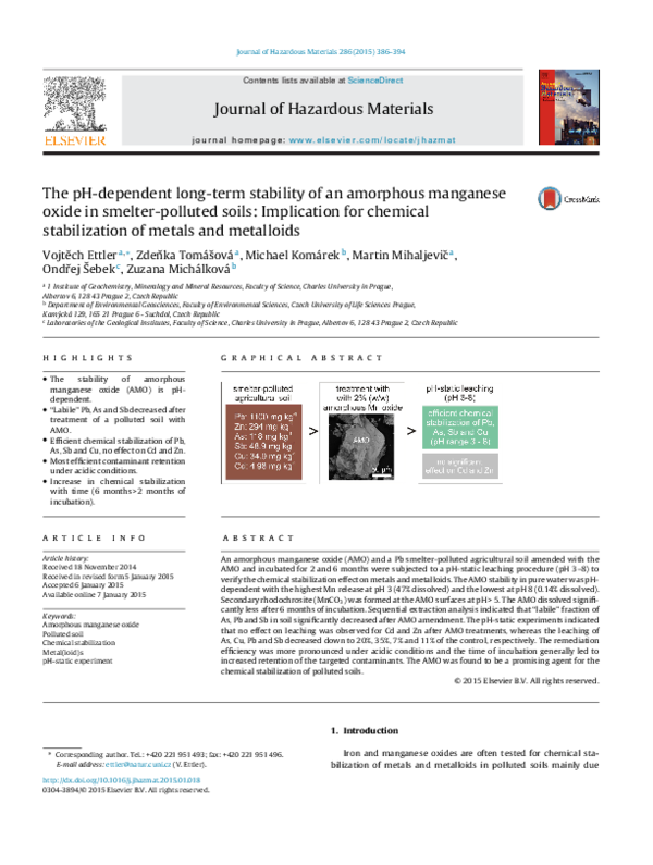 (PDF) The pH-dependent long-term stability of an amorphous manganese ...