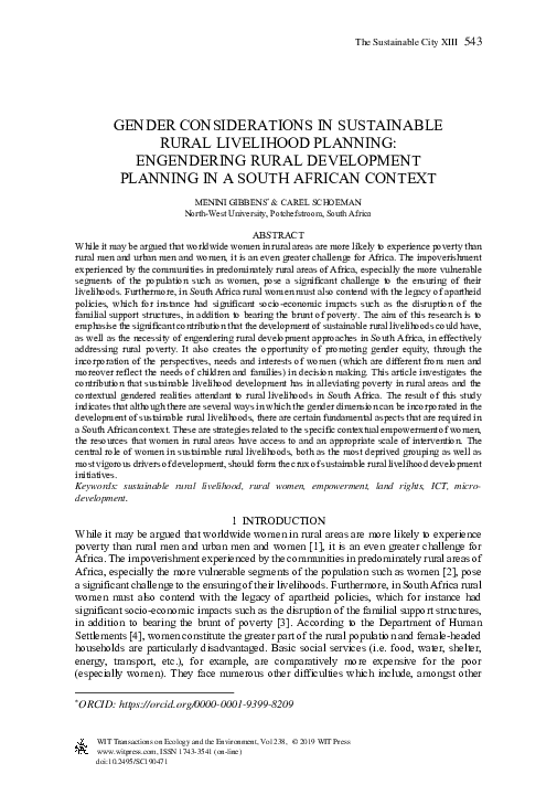 (PDF) Gender Considerations in Sustainable Rural Livelihood Planning ...