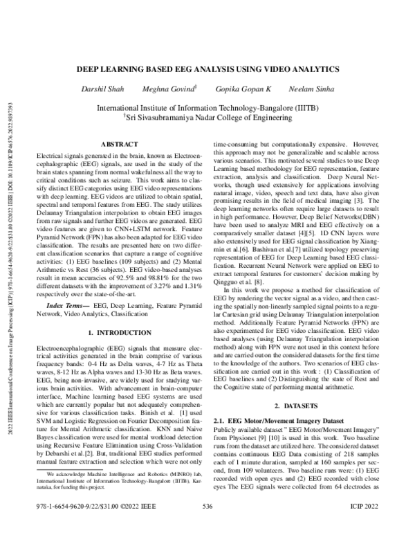 (PDF) Deep Learning Based EEG Analysis Using Video Analytics