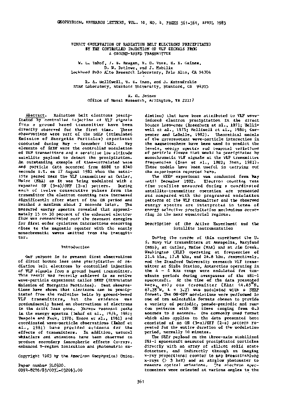 (PDF) Direct observation of radiation belt electrons precipitated by ...