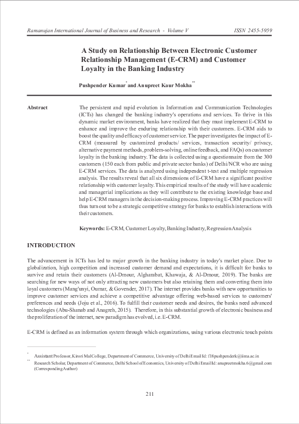 (PDF) A Study on Relationship Between Electronic Customer Relationship ...