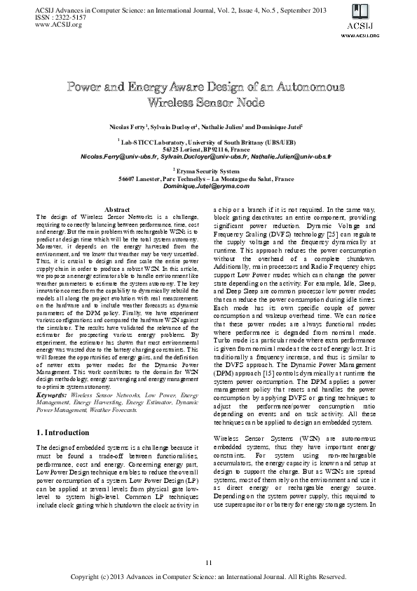 Pdf Power And Energy Aware Design Of An Autonomous Wireless Sensor Node